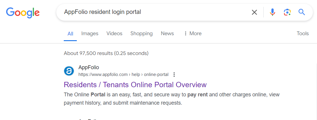 Appfolio Tenant Portal Spears Team Property Management Burleson, TX